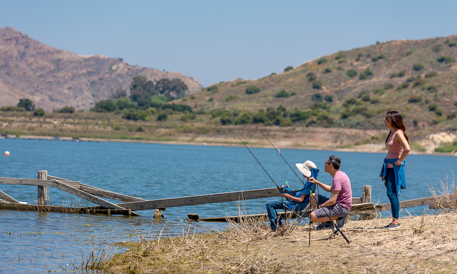 Family fishing at Irvine Lake